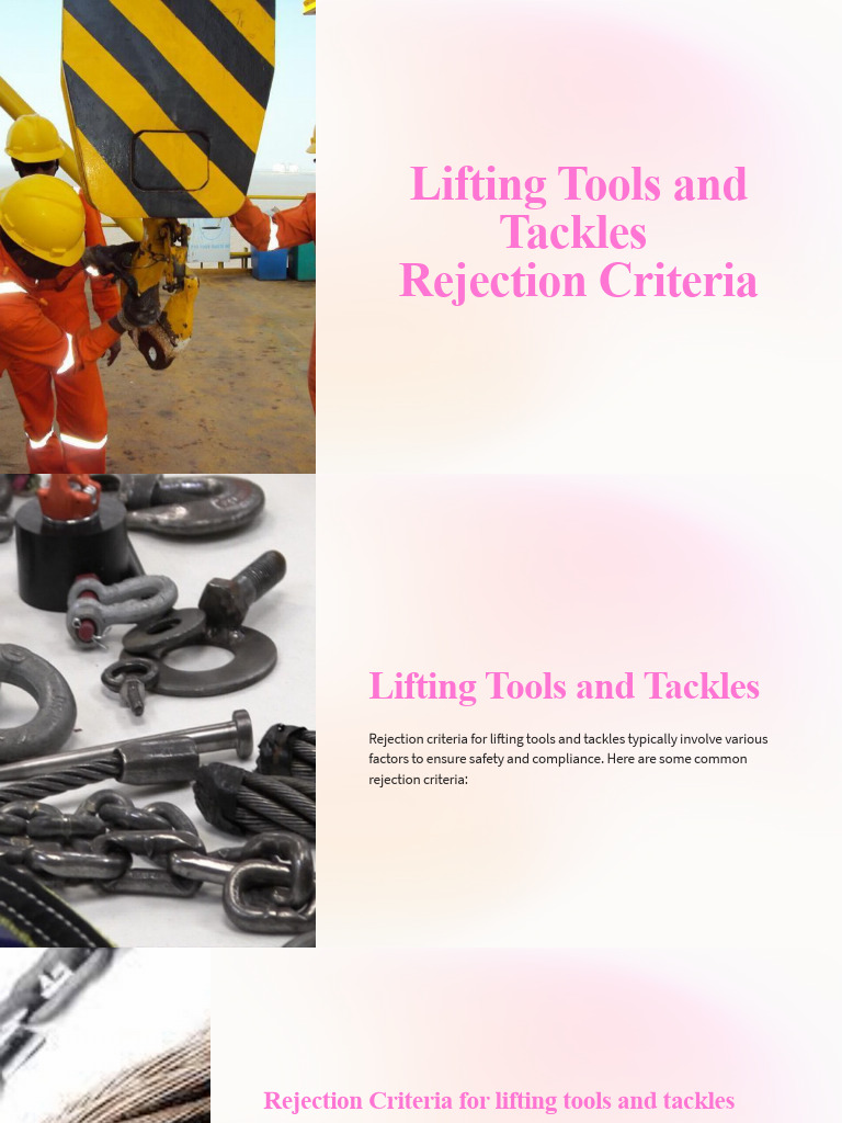 Lifting Tools and Tackles Rejection Criteria | PDF | Safety ...
