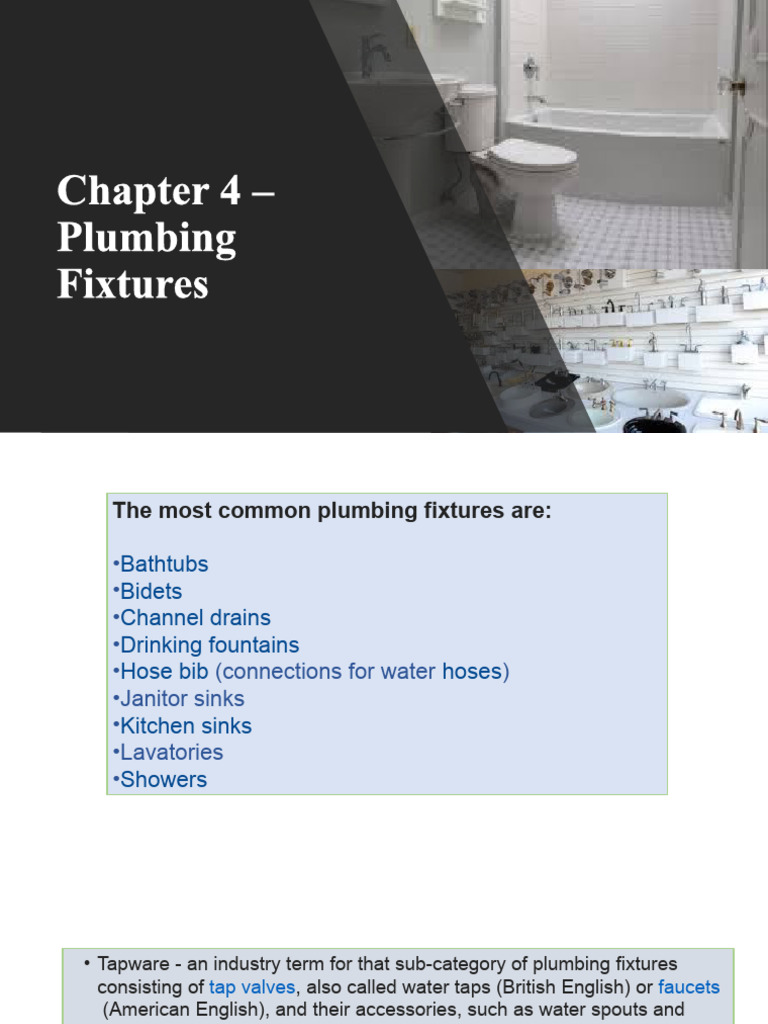 Chapter 4-Sanitary Fixtures | PDF | Toilet | Plumbing