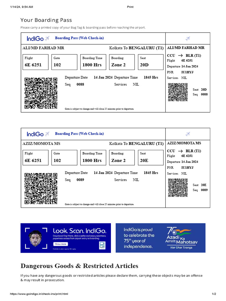 Check in CCU To BLR | PDF | Aviation