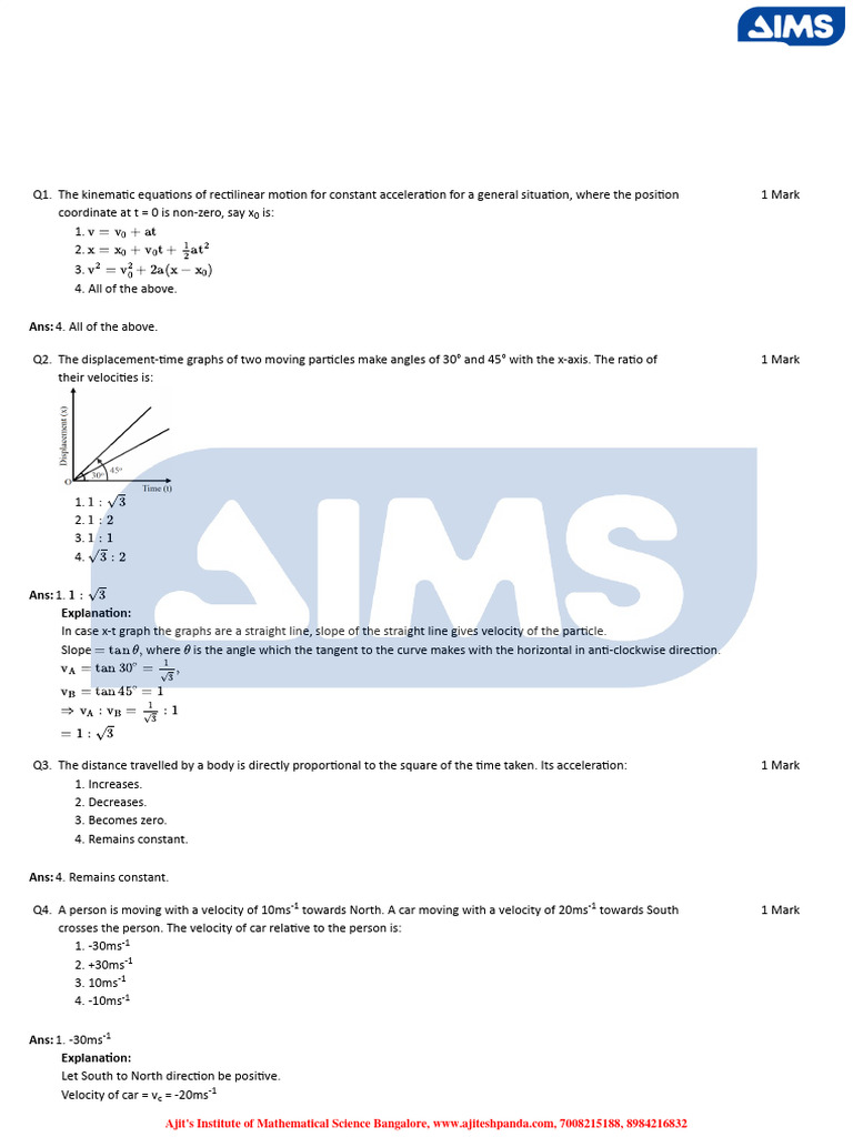 Kinematic Equations and Motion Problems | PDF | Acceleration | Velocity