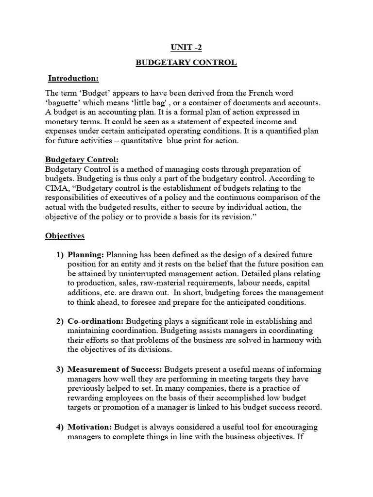 UNIT -2 MA notes | PDF | Budget | Cost Of Goods Sold