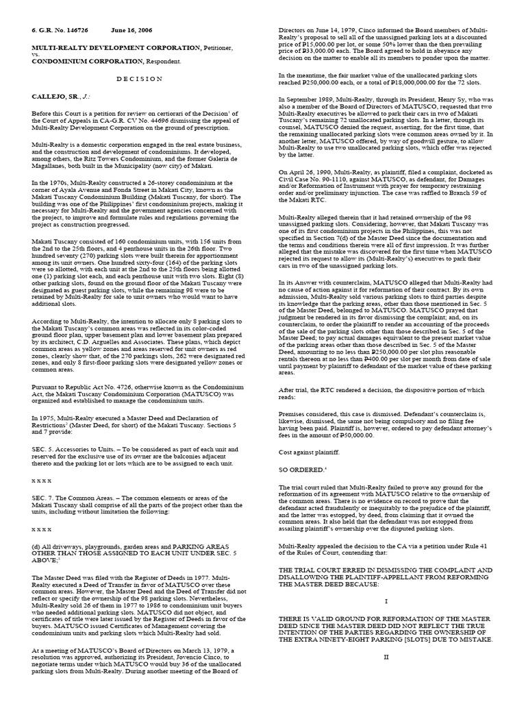 Makati Tuscany Parking Slots Dispute | PDF | Appeal | Cause Of Action