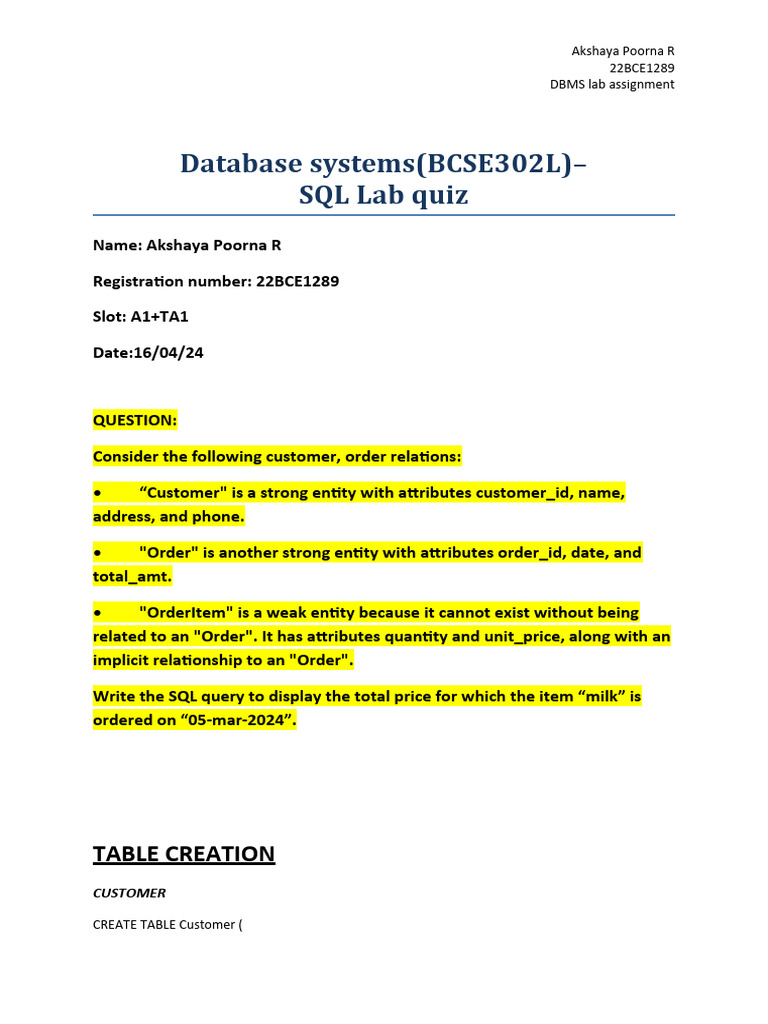 22BCE1289_sqlquiz | PDF | Databases | Information Science