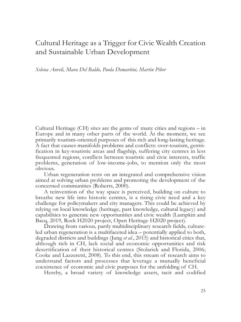Cultural Heritage As A Trigger For Civic Wealth Creation | PDF ...