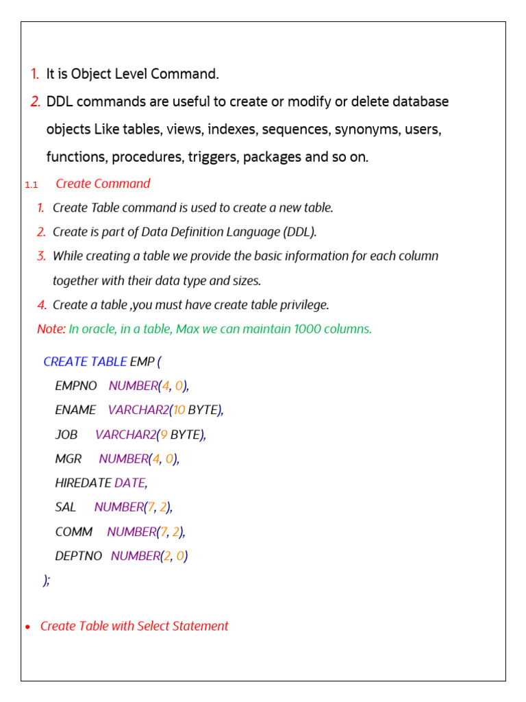 It Is Object Level Command | PDF | Table (Database) | Software Design