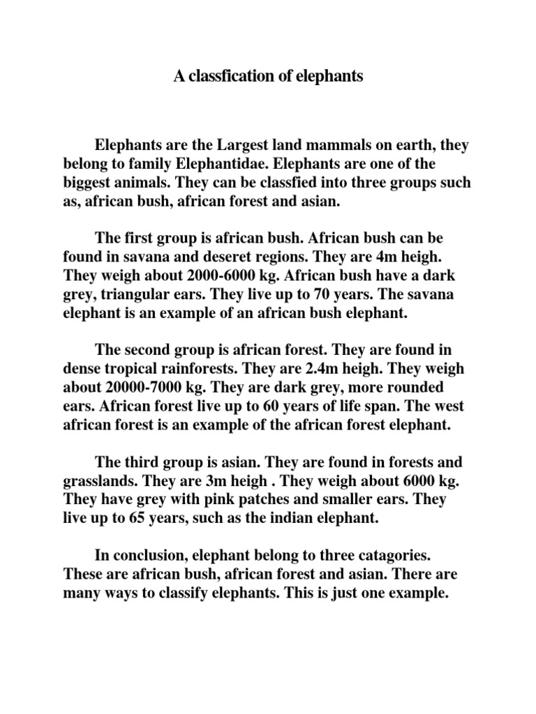 Classification of Elephants Explained | PDF
