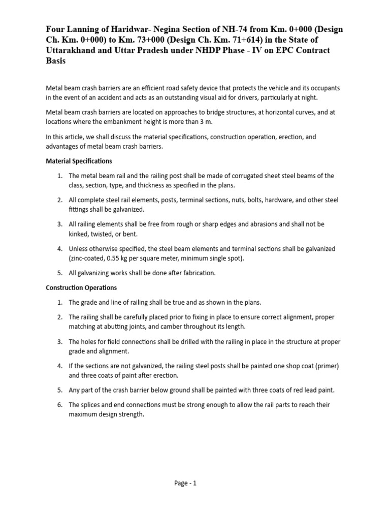Methodology of Metal Crash Barrier | PDF | Road Traffic Safety | Traffic