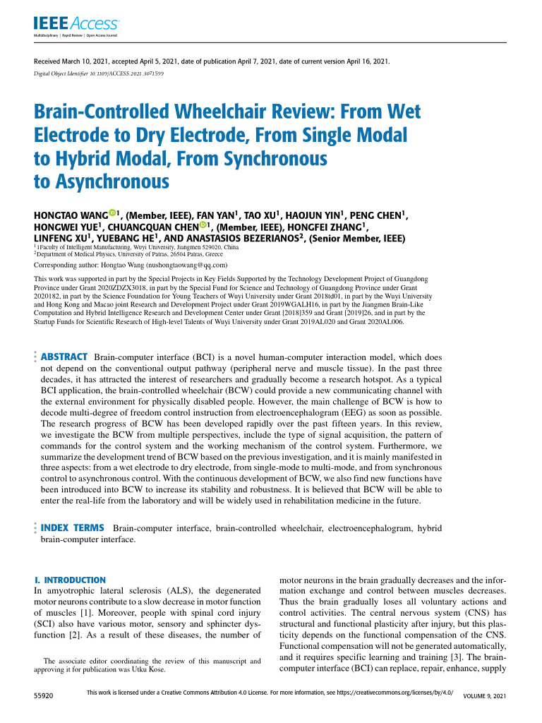 Brain-Controlled Wheelchair Review From Wet Electrode To Dry Electrode ...