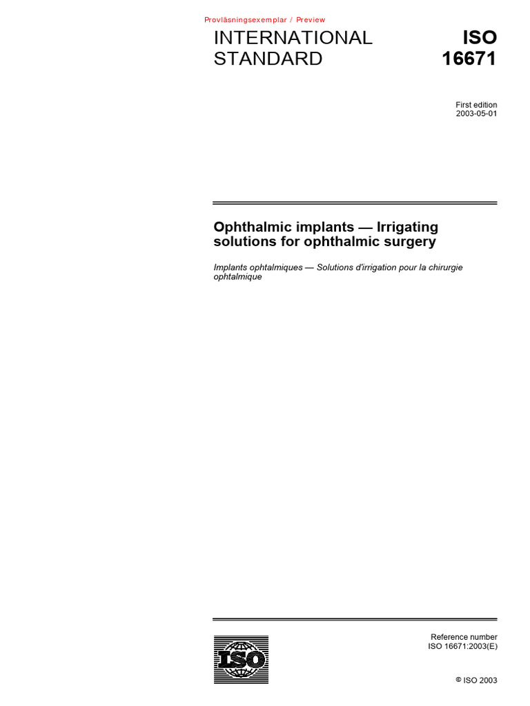 ISO 16671_2003 | PDF | Medical Device | Ph