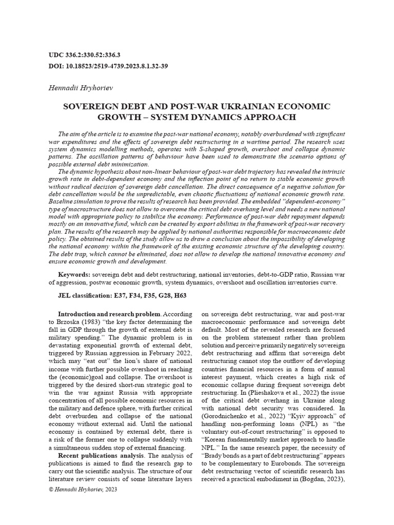 Sovereign Debt and Post-War Ukrainian Economic Gro | PDF | Government ...