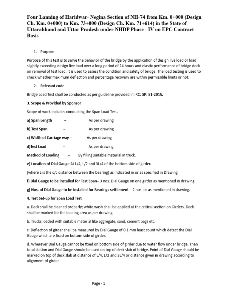Methodology of Bridge Load Test | Download Free PDF | Temperature | Bridge