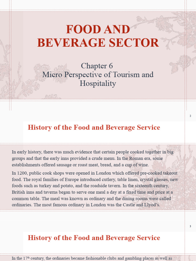 Chapter 6 Food and Beverage Sector | PDF | Menu | Tavern