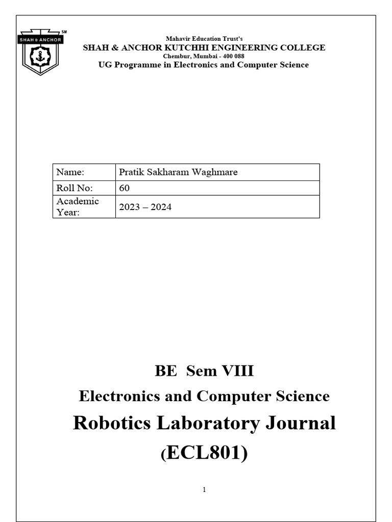 Robotics Lab Journal: ECS Program | PDF | Cartesian Coordinate System ...