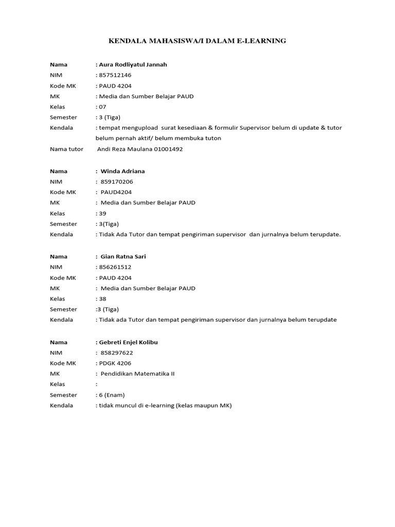Kendala Mahasiswa | PDF