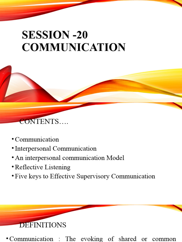 SESSION - 20 Communication | PDF | Communication | Nonverbal Communication