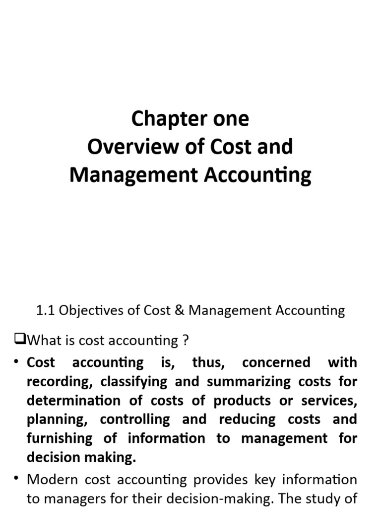 Cost and Managerial Accounting L Chap 1 | PDF | Financial Accounting ...