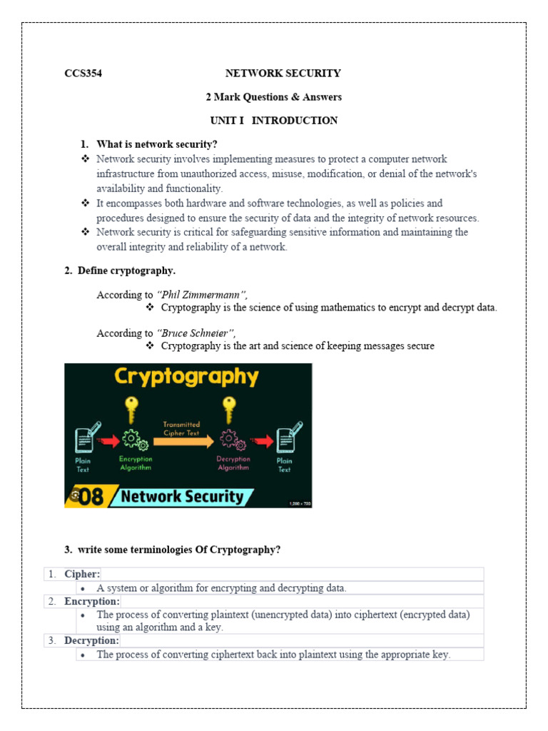 2 Mark Q&A Network Security | PDF | Transport Layer Security | Key (Cryptography)