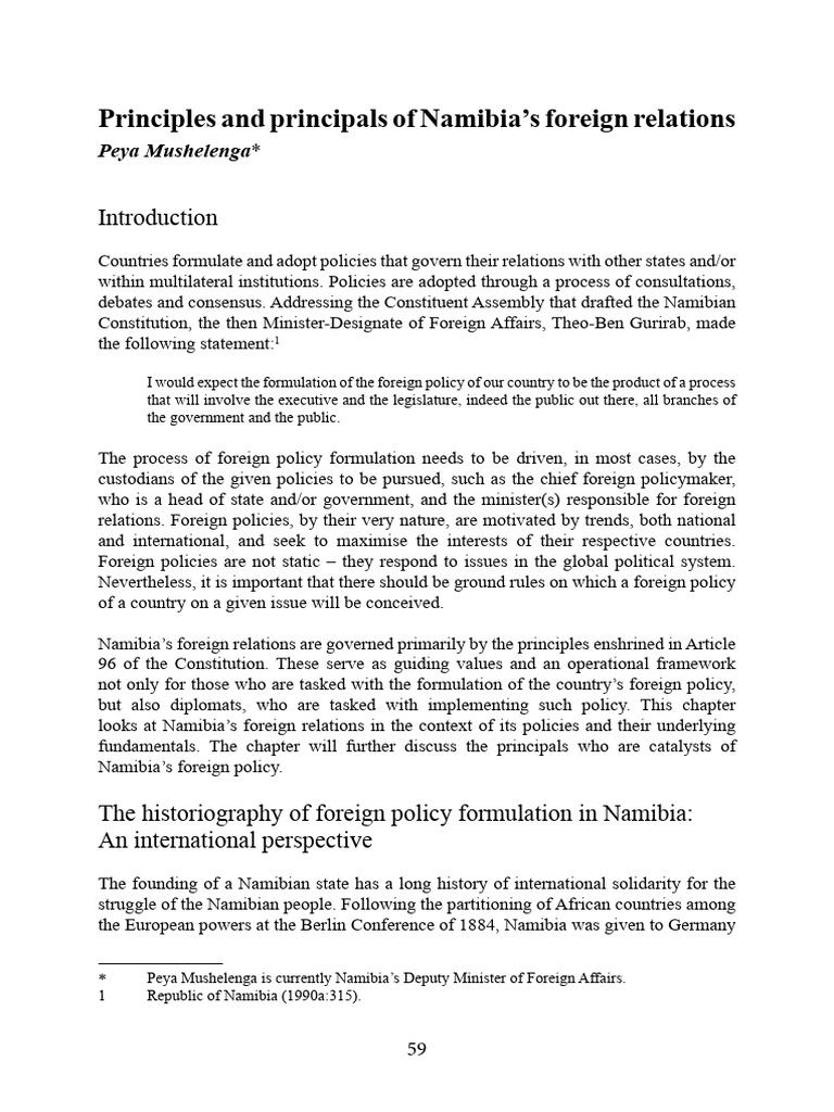 Namibias Foreign Relations Mushelenga | PDF | Diplomatic Rank | Namibia