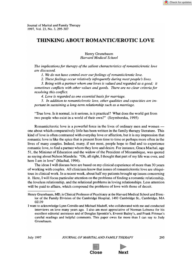 Implications of Romantic/Erotic Love in Therapy | PDF | Love ...