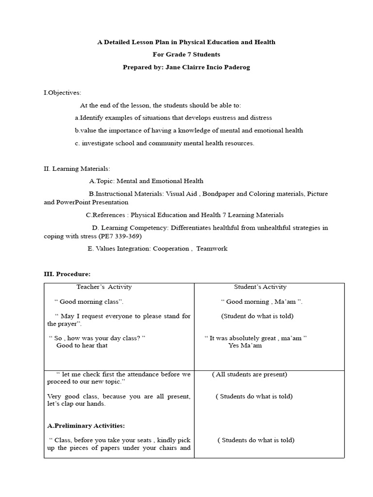 grade-7-Lesson-Plan | PDF | Stress (Biology) | Mental Health