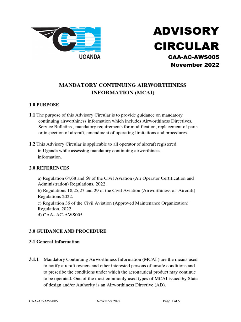 Guidance on Mandatory Airworthiness Compliance | PDF | Aviation