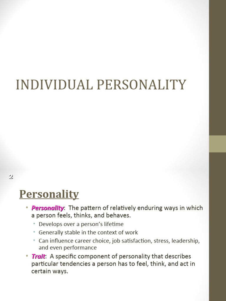 INDIVIDUAL PERSONALITY | PDF | Attitude (Psychology) | Social Psychology