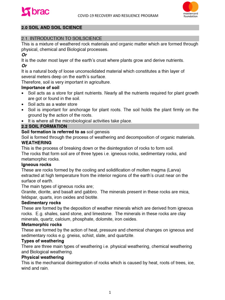 Topic 2-Basic Science II (1) | PDF | Soil | Weathering