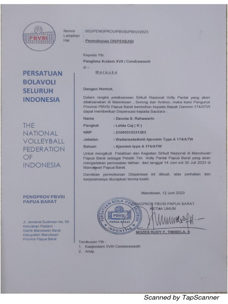 Dispensasi An. Devota S. Rahawarin | PDF