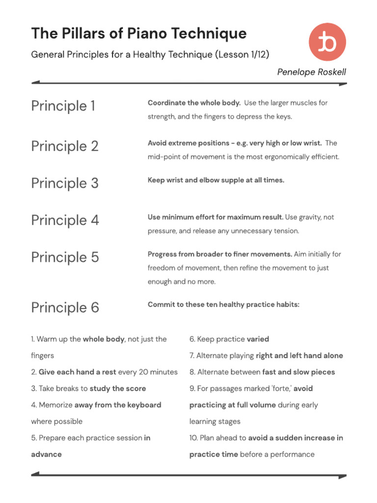 Healthy Piano Technique Principles | PDF | Piano