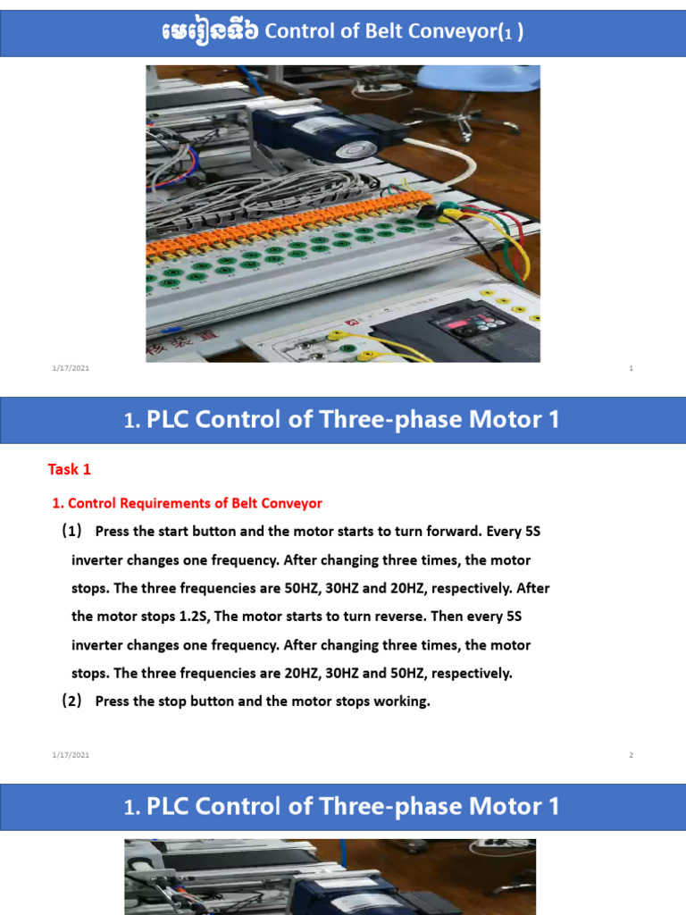 មេរៀនទី៦ Control of Belt Conveyor | PDF | Power Inverter | Electrical ...