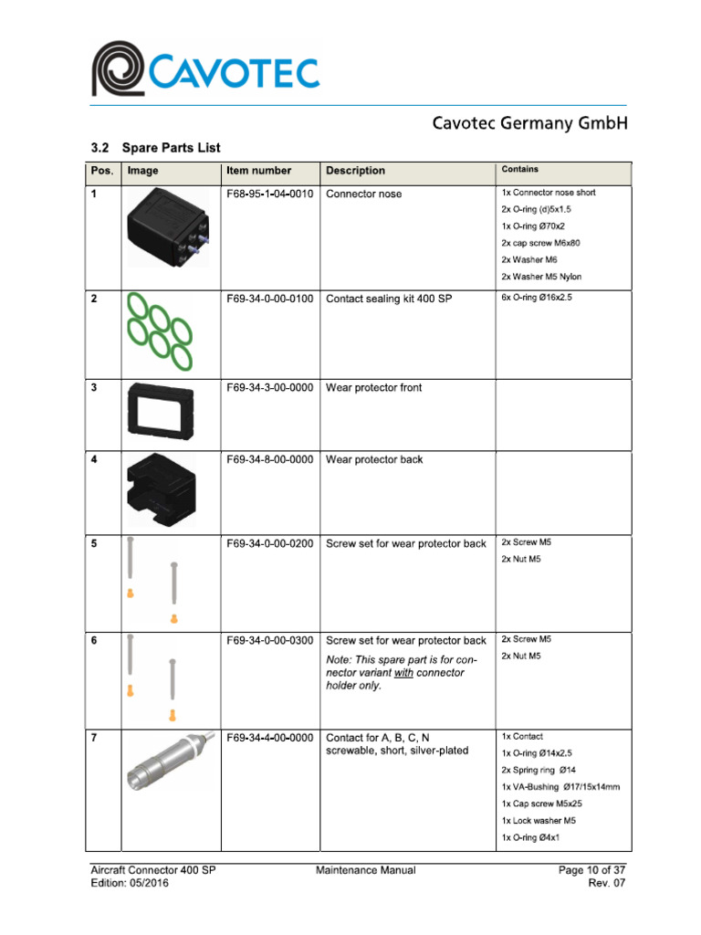 400 Hz Connector Spare Parts | PDF
