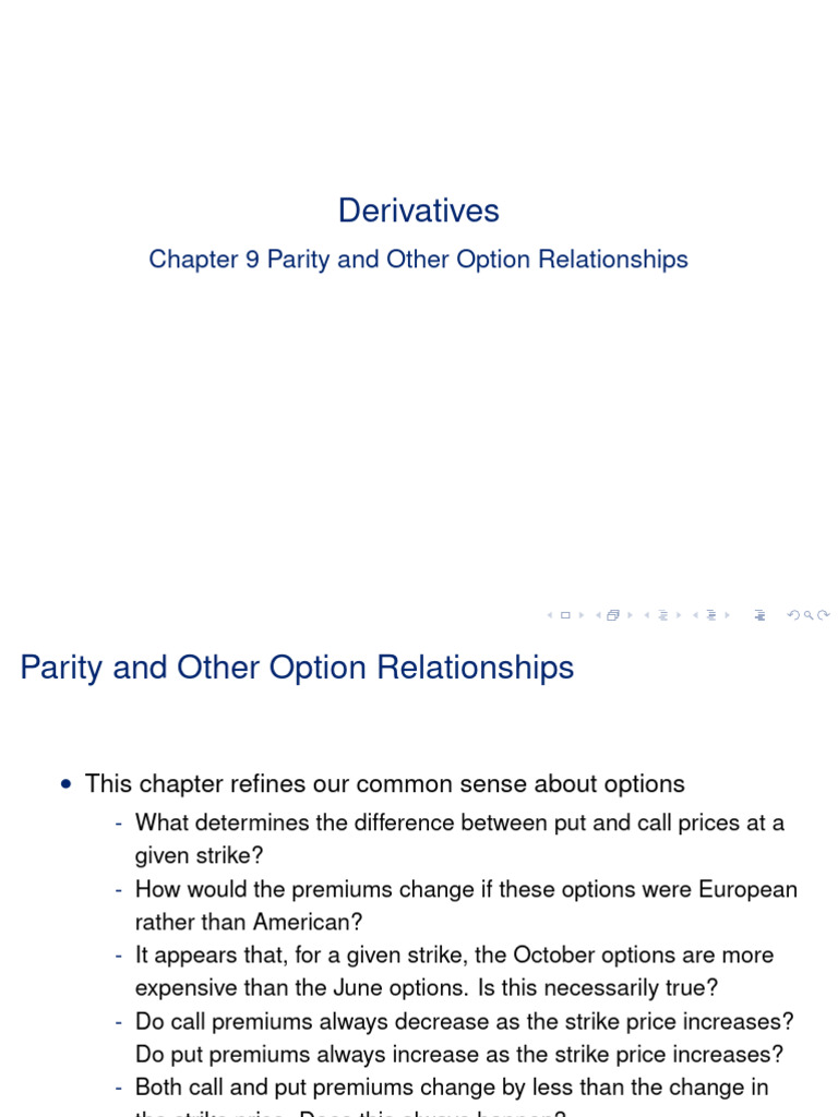CH - 9 Parity and Other Option Relationships | PDF | Option (Finance ...