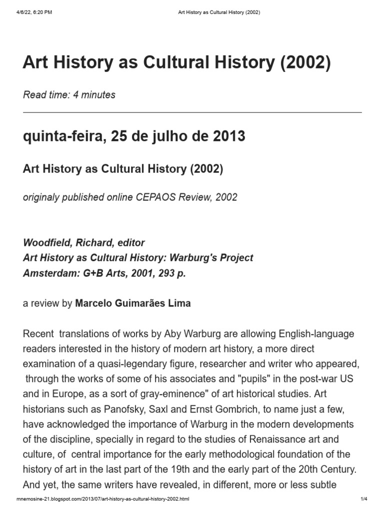 Art History as Cultural History | PDF | Art History | Science
