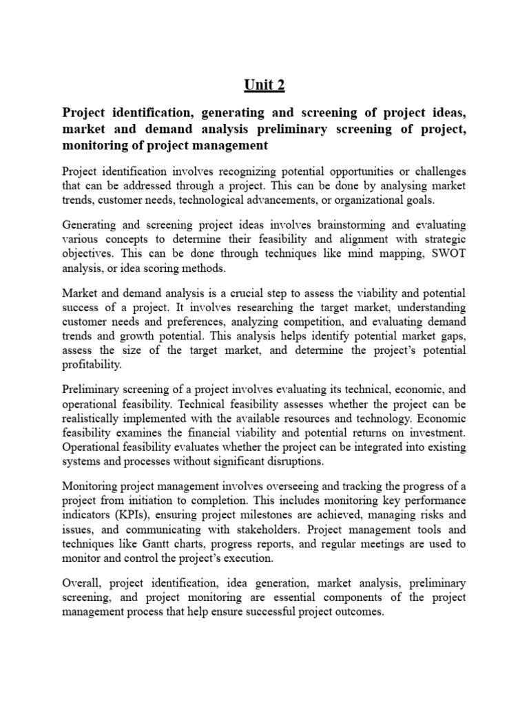 Project Management unit 2 | PDF | Feasibility Study | Project Management