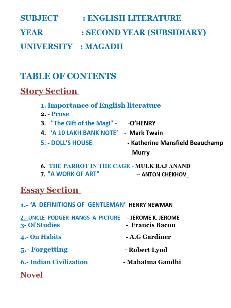 English Literature | PDF | O. Henry | Poetry