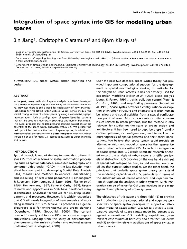 25 - Integration of Space Syntax Into GIS For Modelling Urban Spaces ...
