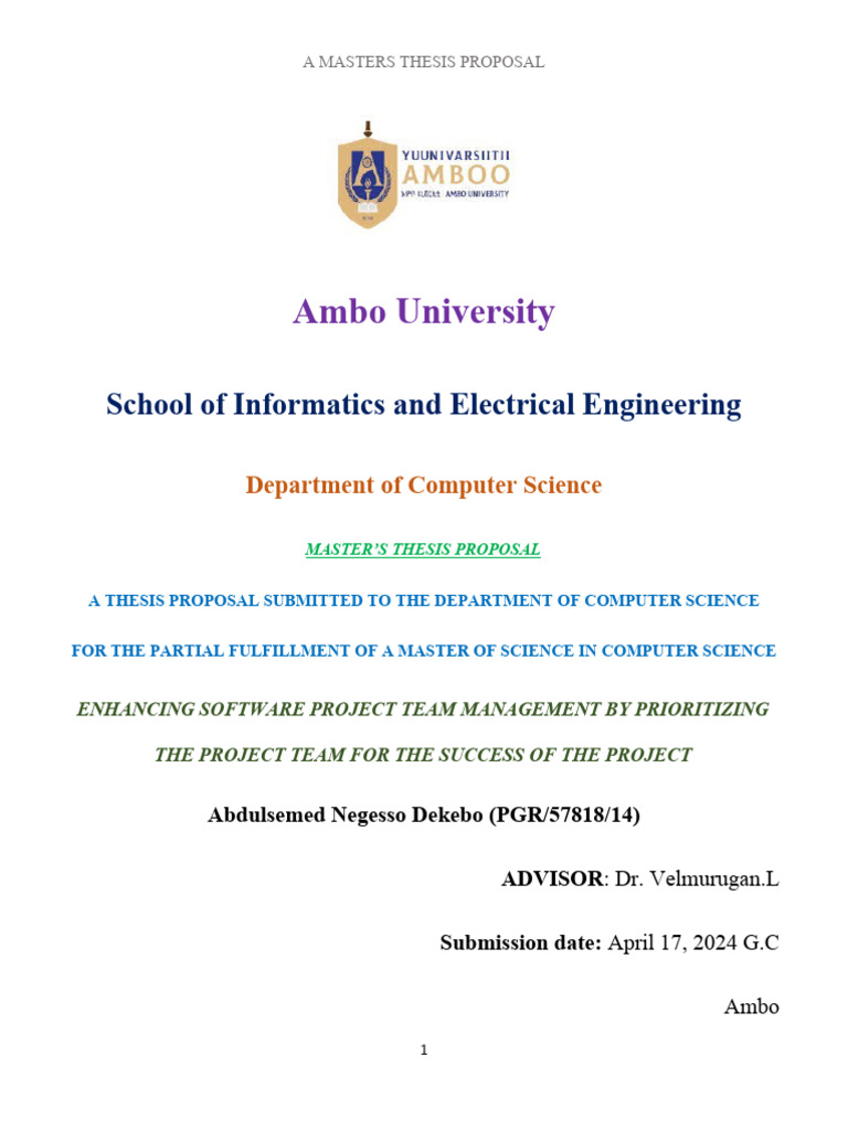 Res Proposal Ambo Un-Last | PDF | Project Management | Qualitative Research