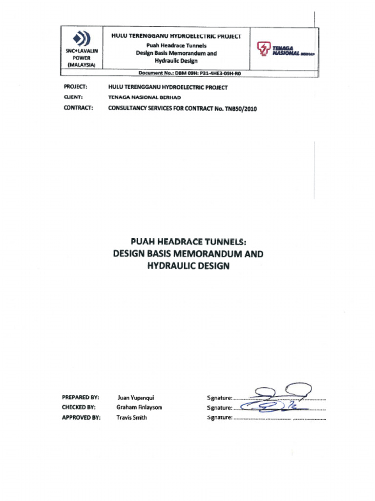 Puah Headrace Tunnel Hydraulic Design | PDF | Fluid Dynamics | Liquids
