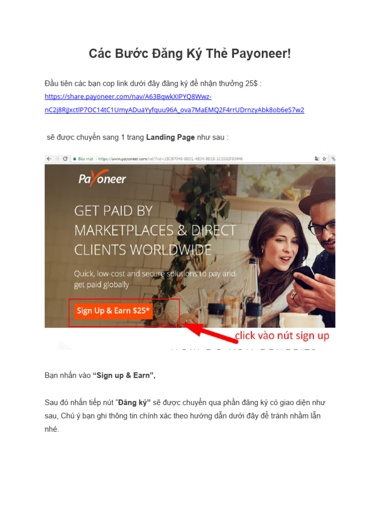 (Hoang) Hướng dẫn đăng ký payoneer | PDF