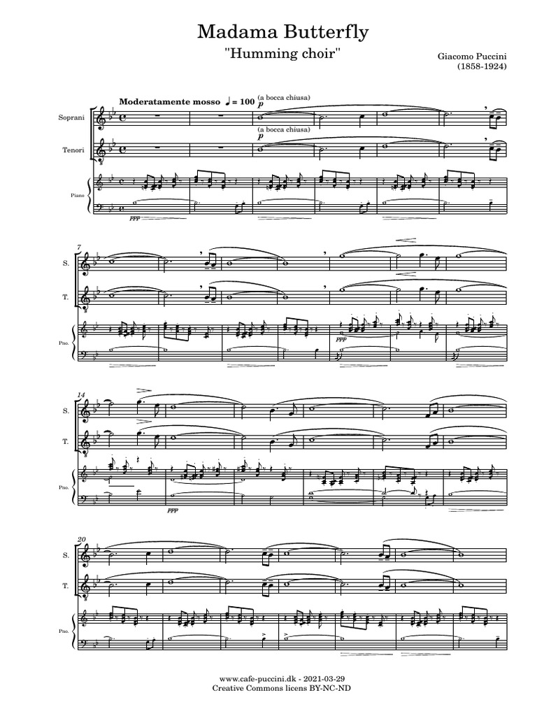 Puccini's "Humming Choir" Score | PDF | Sound Production | Sound