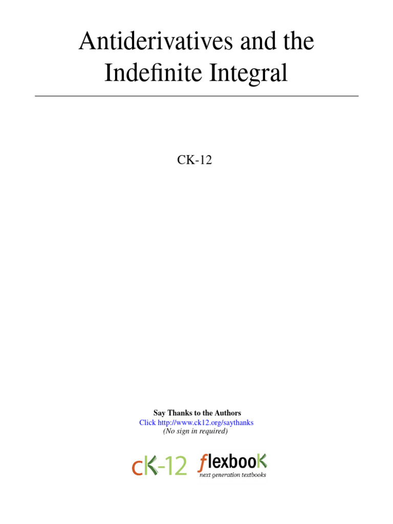 Week 012 - Anti-Differentiation and The Indefinite Integral | PDF ...