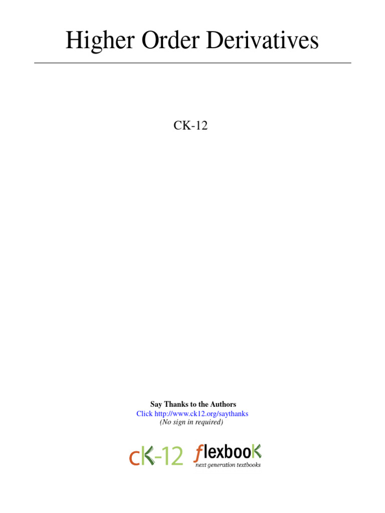 Week 008 Higher Order Derivatives Pdf Creative Commons License Derivative