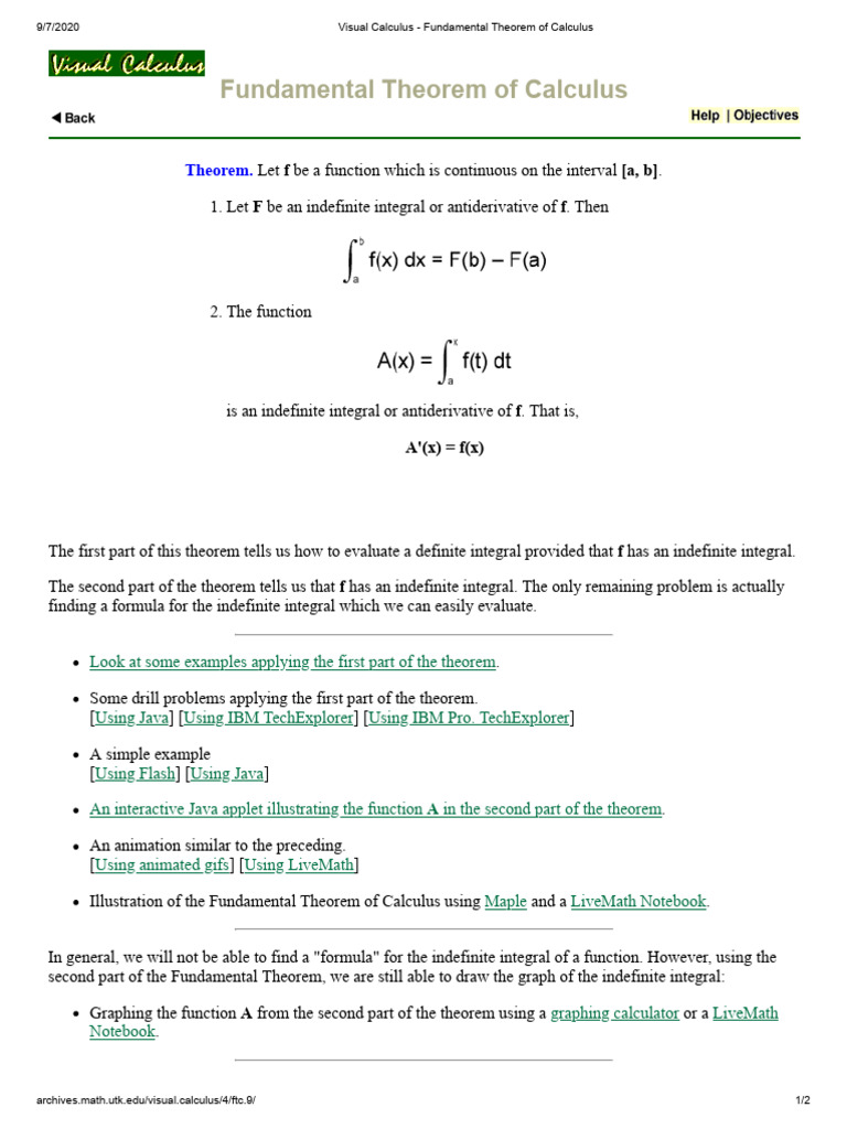 Week 017 Visual Calculus - Fundamental Theorem of Calculus | PDF ...
