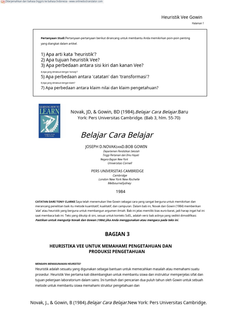 Novak J. D. Gowin B. D. 1984 - Learning How To Learn. Chapter 3 Pp. 55-70 .En - Id | PDF