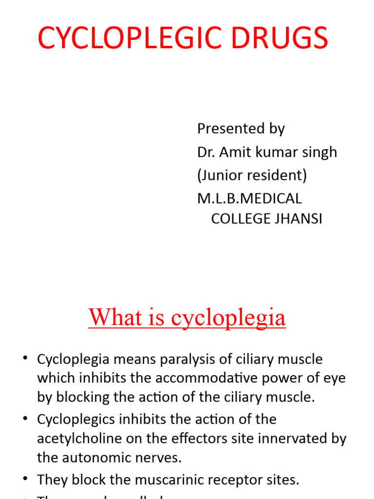 Cycloplegic Drugs - Copy-1 | PDF | Acetylcholine | Ophthalmology