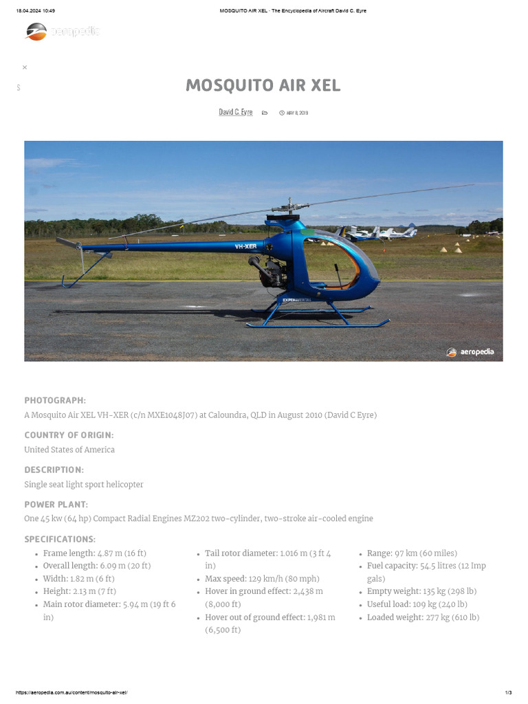 Mosquito Air XEL Light Helicopter Overview | PDF | Helicopter | Engines
