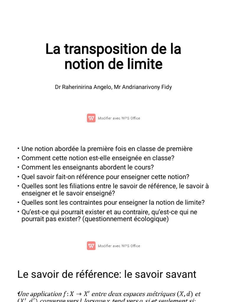 Enseigner la notion de limite au lycée | PDF