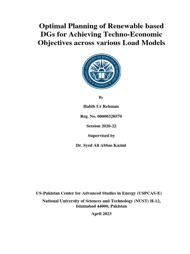 USPCAS-E (EEP-20) - Habib Ur Rehman (MS Thesis) | PDF | Distributed Generation | Electricity ...