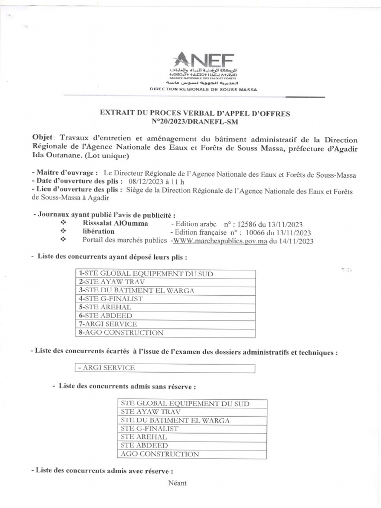 Extrait Du PV d'AO 20-2023 | PDF