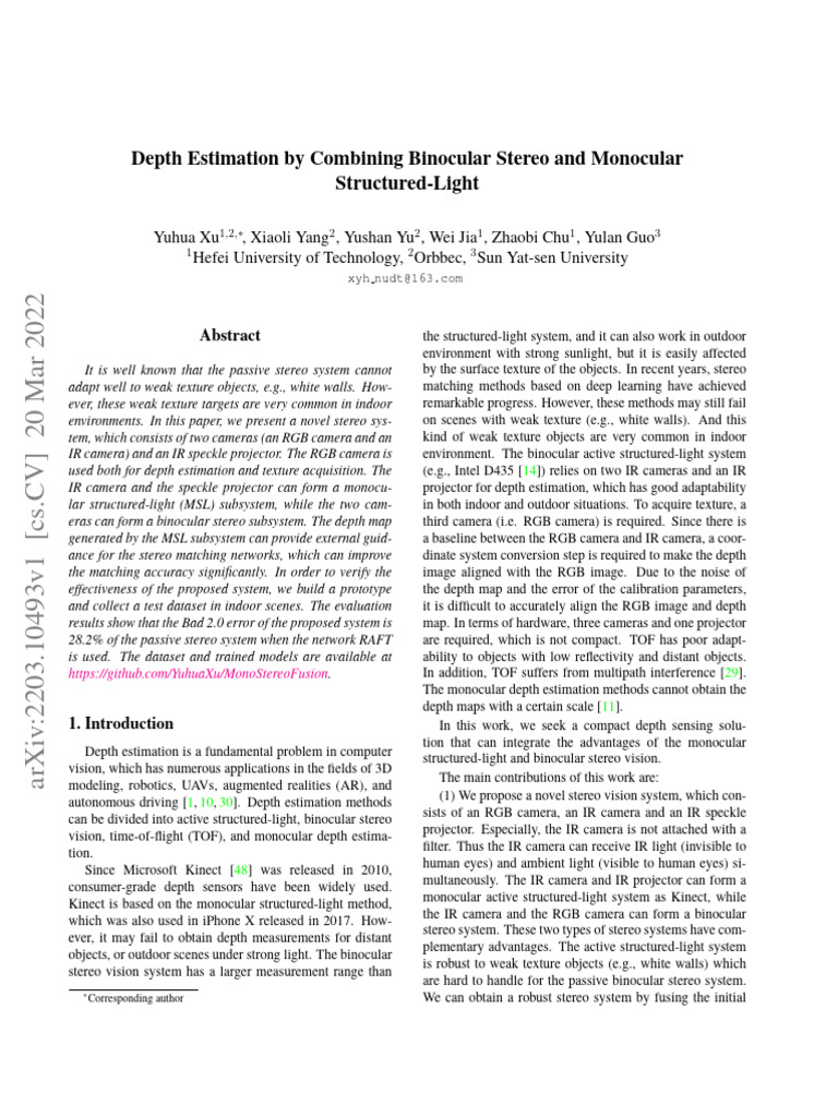 Depth Estimation By Combining Binocular Stereo And Monocular Pdf